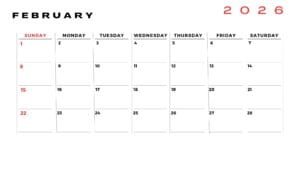 February 2026 Calendar – Free Printable PDF & Word
