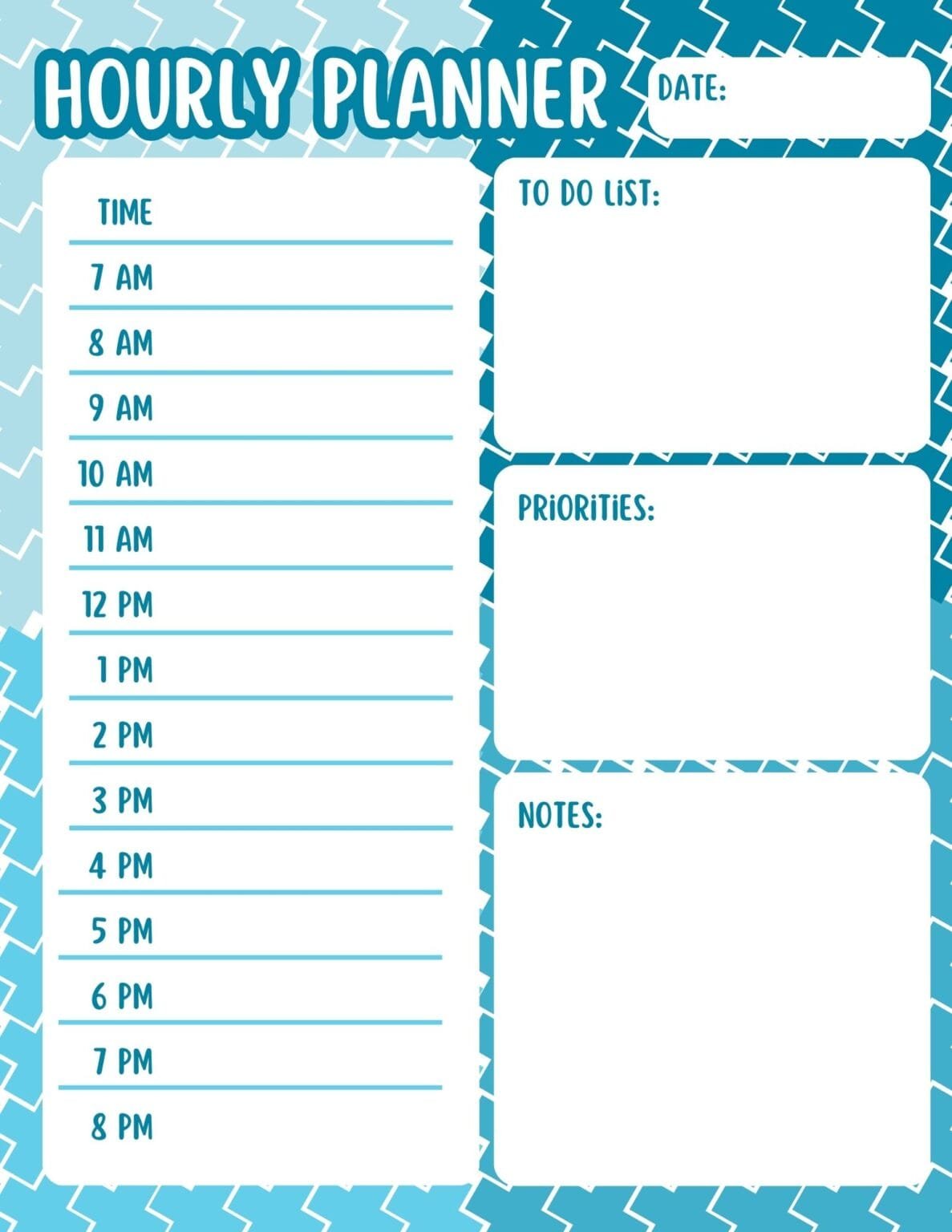 Free Hourly Planner Template